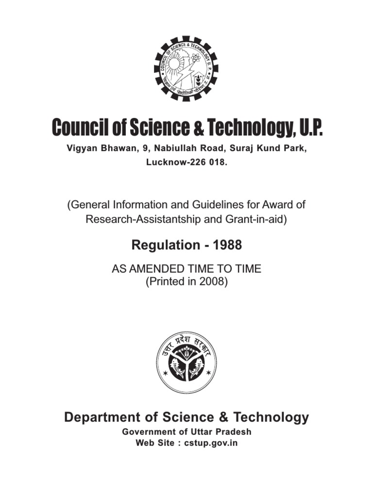 UP CST Research Grants Guidelines | PDF | Biotechnology | Doctor Of ...