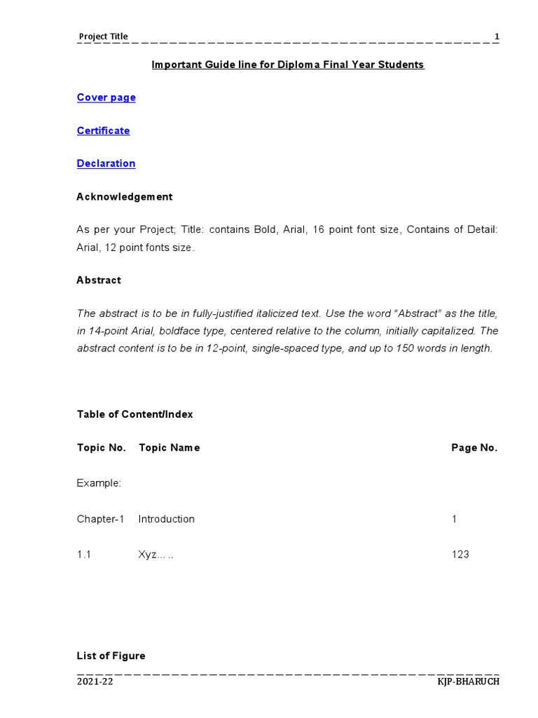 Cover Page Certificate Declaration: Important Guide Line For Diploma ...