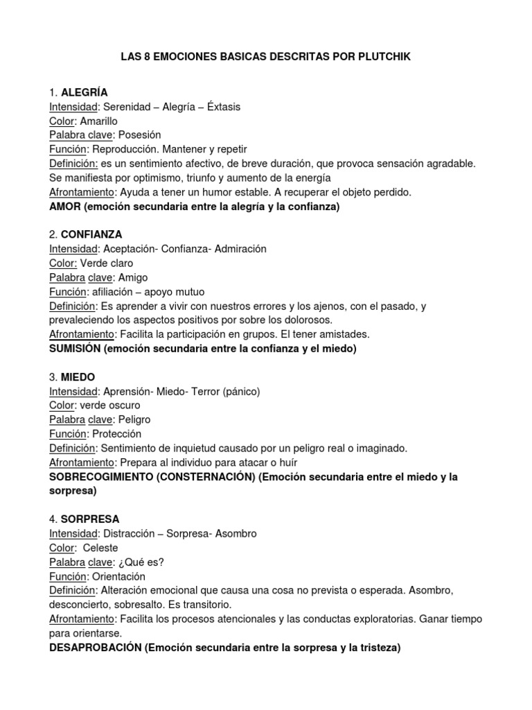 Las 8 Emociones Basicas Descritas Por Plutchik | PDF | Las emociones | Ira