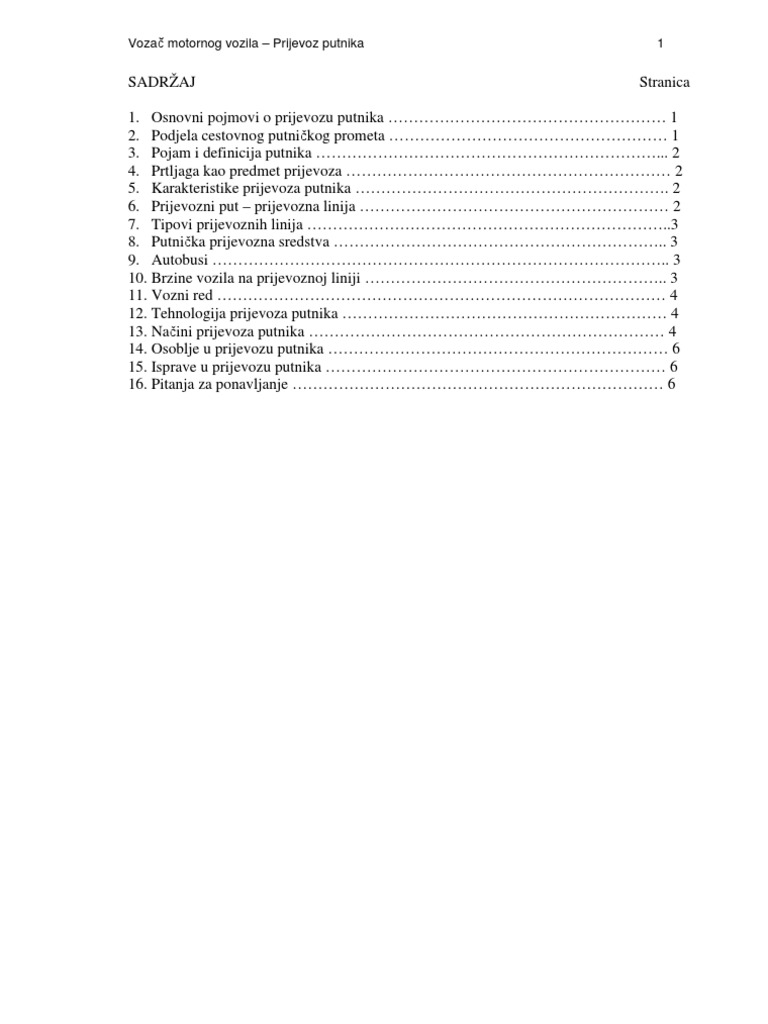 Prijevoz Putnika | PDF