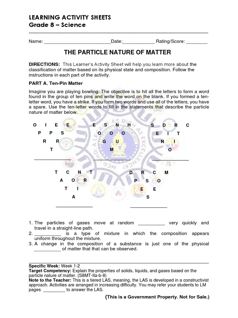 Grade 8 Science: Particle Nature of Matter | PDF | Air Pollution | Mixture