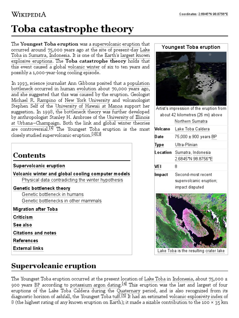 Toba Catastrophe Theory - Wikipedia | PDF | Nature