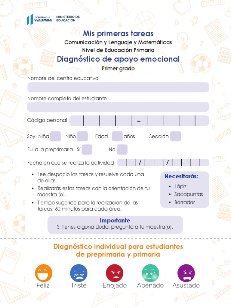 1prim Evaluacion Diagnostica Pdf Las Emociones 1535