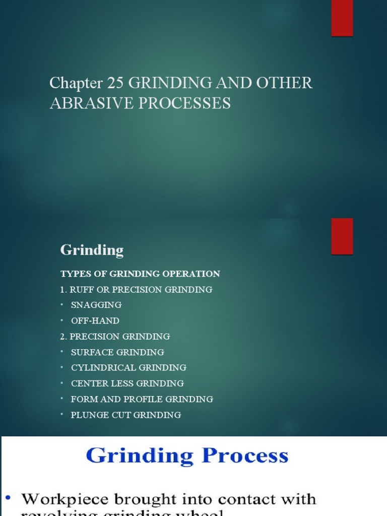 Chapter 25 GRINDING AND OTHER ABRASIVE PROCESSES (Autosaved) | PDF ...