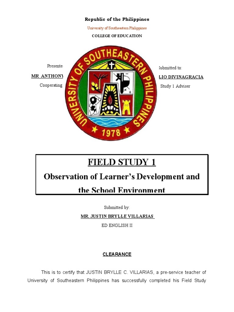 Field Study 1 Portfolio University of So | PDF | Teachers | Classroom