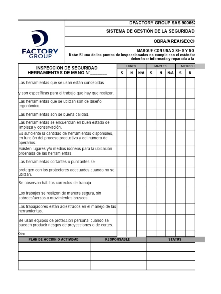 Lista de Chequeo de Herramientas de Mano | PDF