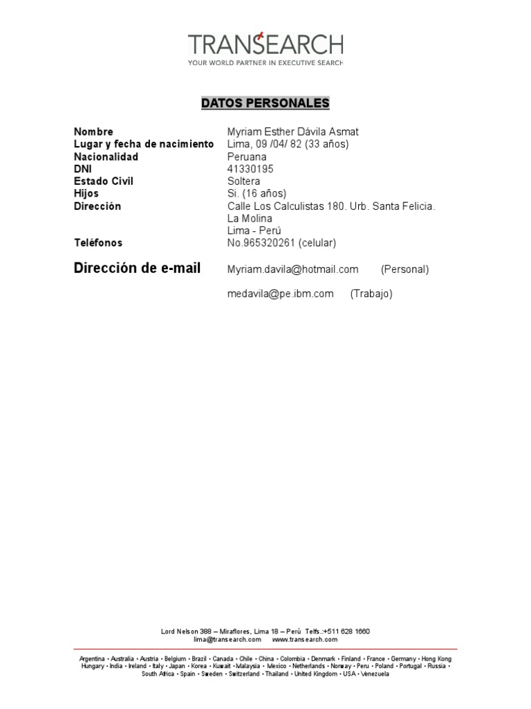 Davila Myriam CV | PDF | Software | Perú