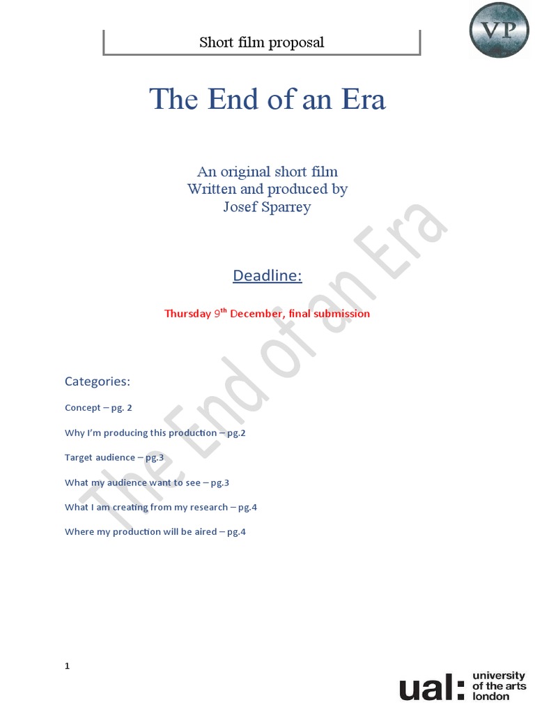 Short Film Proposal: The End of an Era | PDF | Narrative