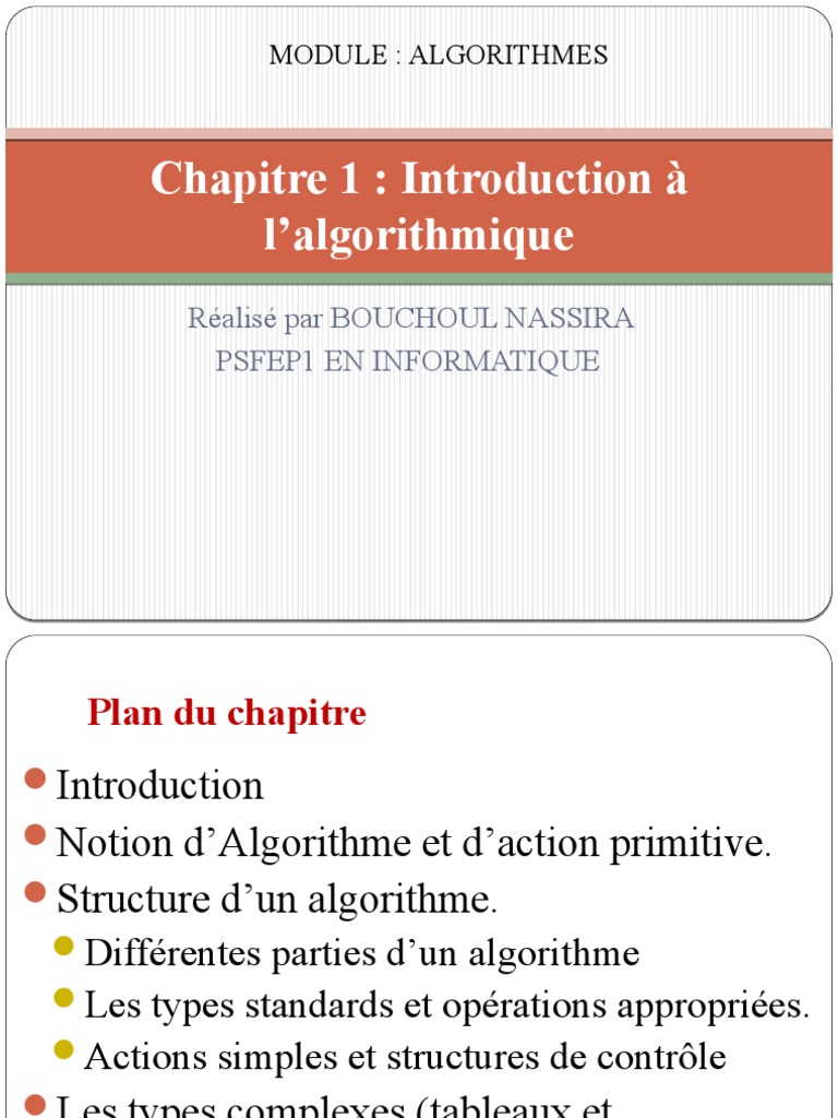 Chap 1-Introduction Algorithmique | PDF | Structure de contrôle | Booléen