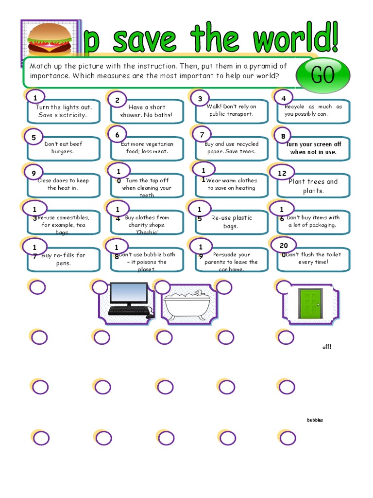 Match Up The Picture With The Instruction. Then, Put Them in A Pyramid ...