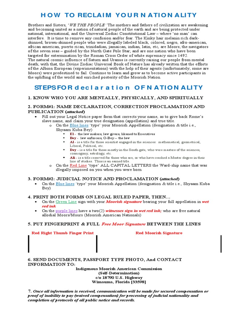 Declaration Nationality | PDF | Burden Of Proof (Law) | Canaan