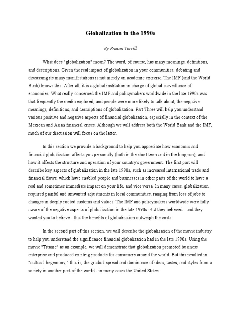Impact of 1990s Globalization Trends | PDF | Globalization ...