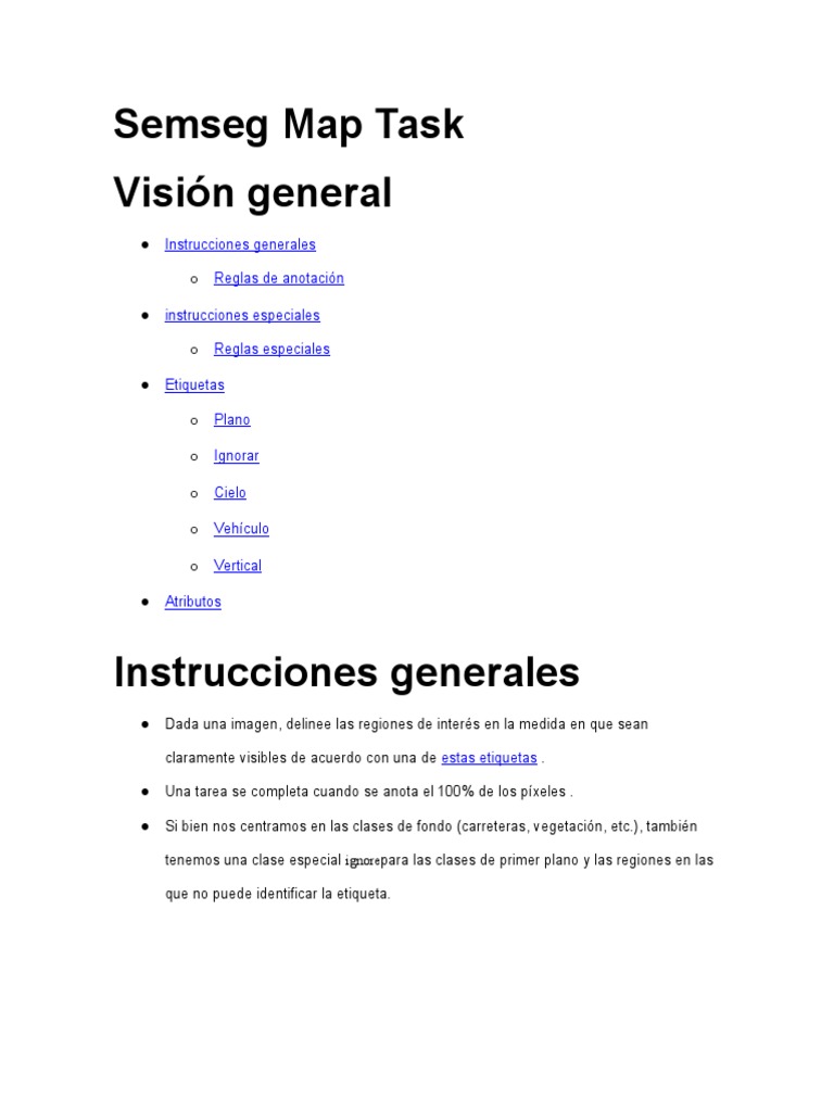 Instrucciones Semseg Map Task | PDF | Calle | La carretera