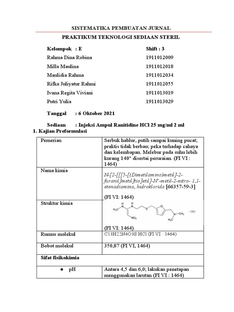 Format Jurnal Preformulasi | PDF
