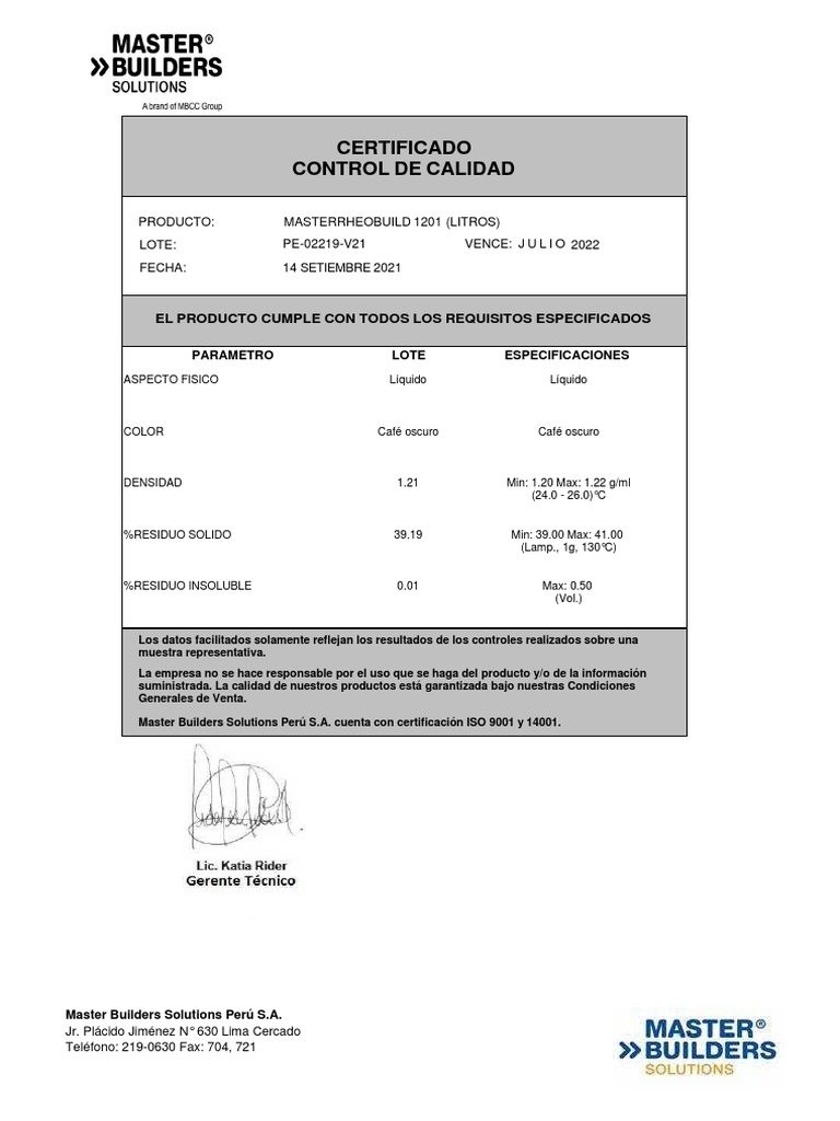 Masterrheobuild 1201 - Pe-02219-V21 | PDF