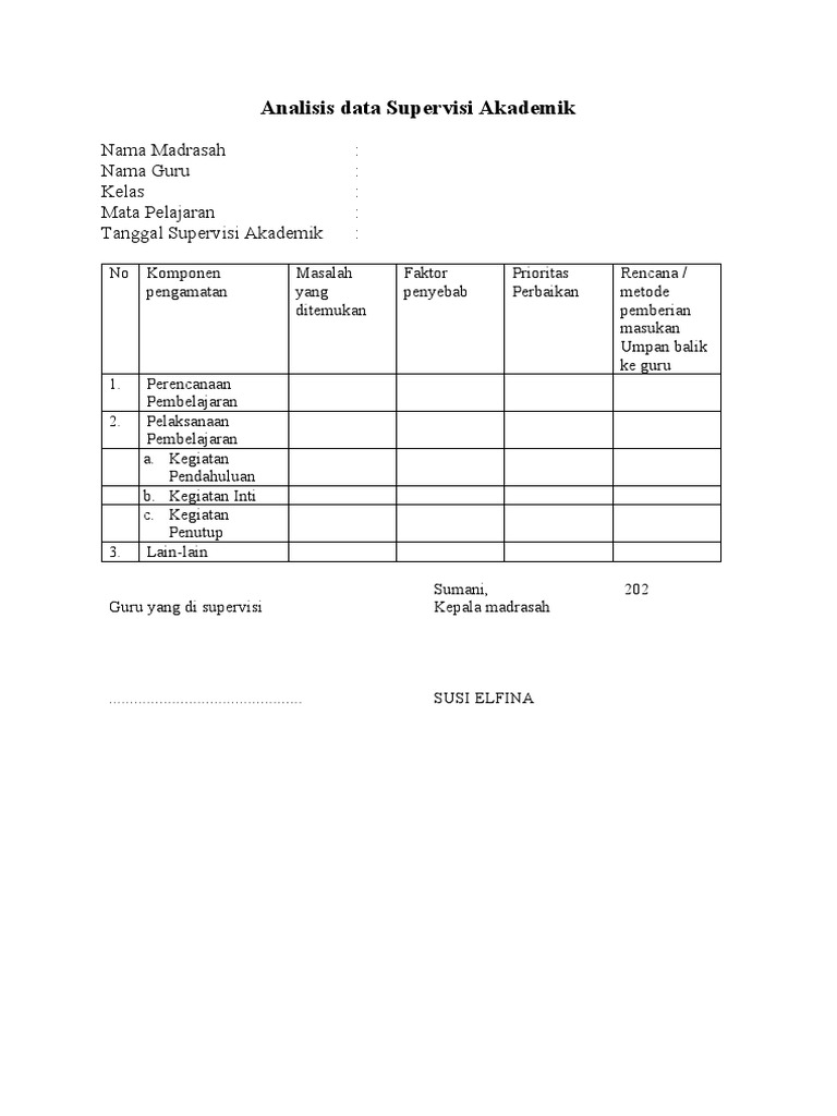 Analisis Data Supervisi Akademik | PDF