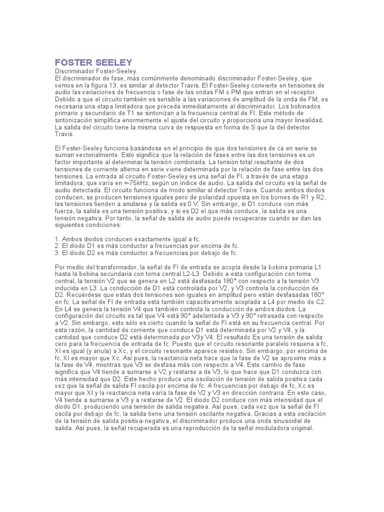 Foster Seeley | PDF | Inductor | Modulación de frecuencia
