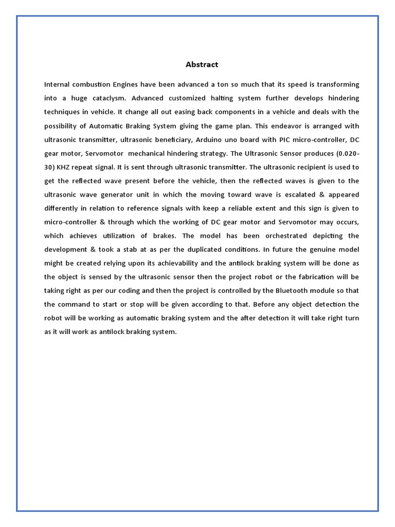 Antilock Braking System With Abs (Automatic Braking System) Using ...