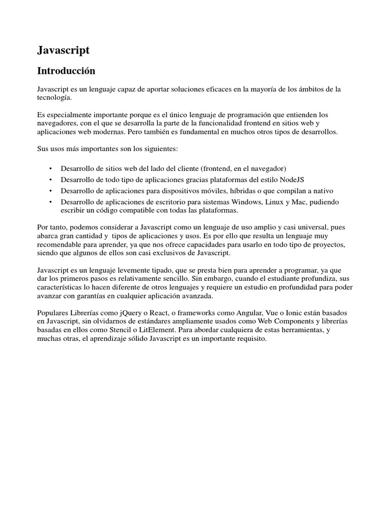 Introducción a Javascript y ECMAScript | PDF | Script Java | Lenguaje ...