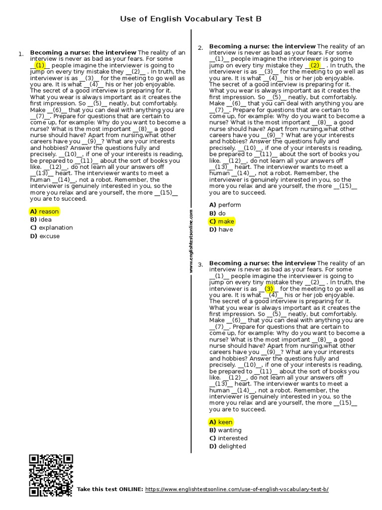 178 - Use of English Vocabulary Test B | PDF