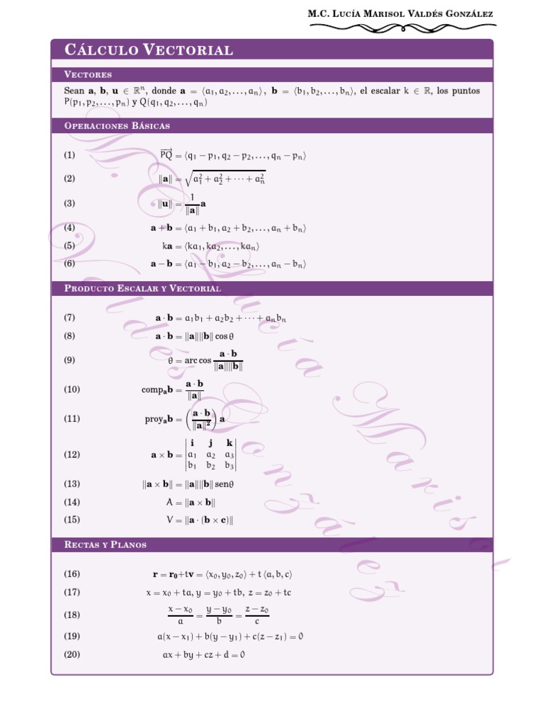 M.C. L Ucía M Aris Ol V Ald É S G Onz Á L e Z: Álculo Ectorial | PDF