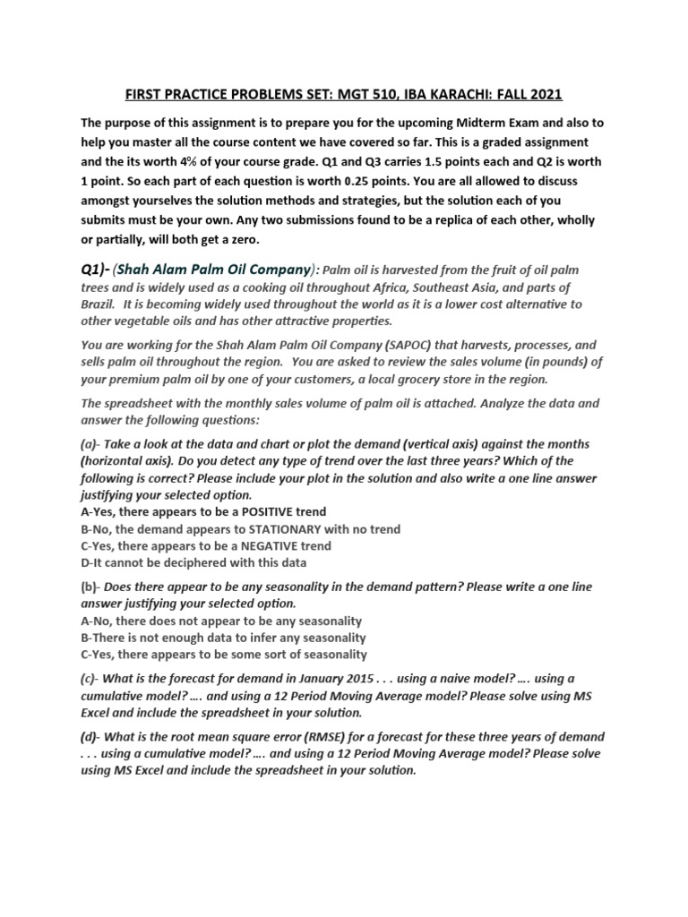 MGT 510 Practice Problems: Forecasting, Inventory | PDF | Inventory | Rounding