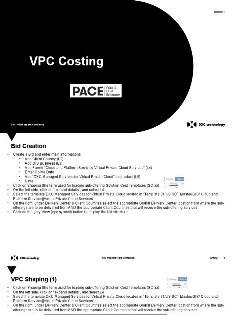 VPC Costing: VPC Configurator: PACE Template User Guide | PDF | Cloud ...