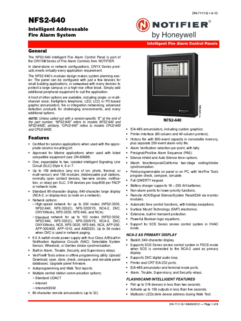 Nfs2-640e Fire Alarm Panel | PDF | Electricity | Information And ...