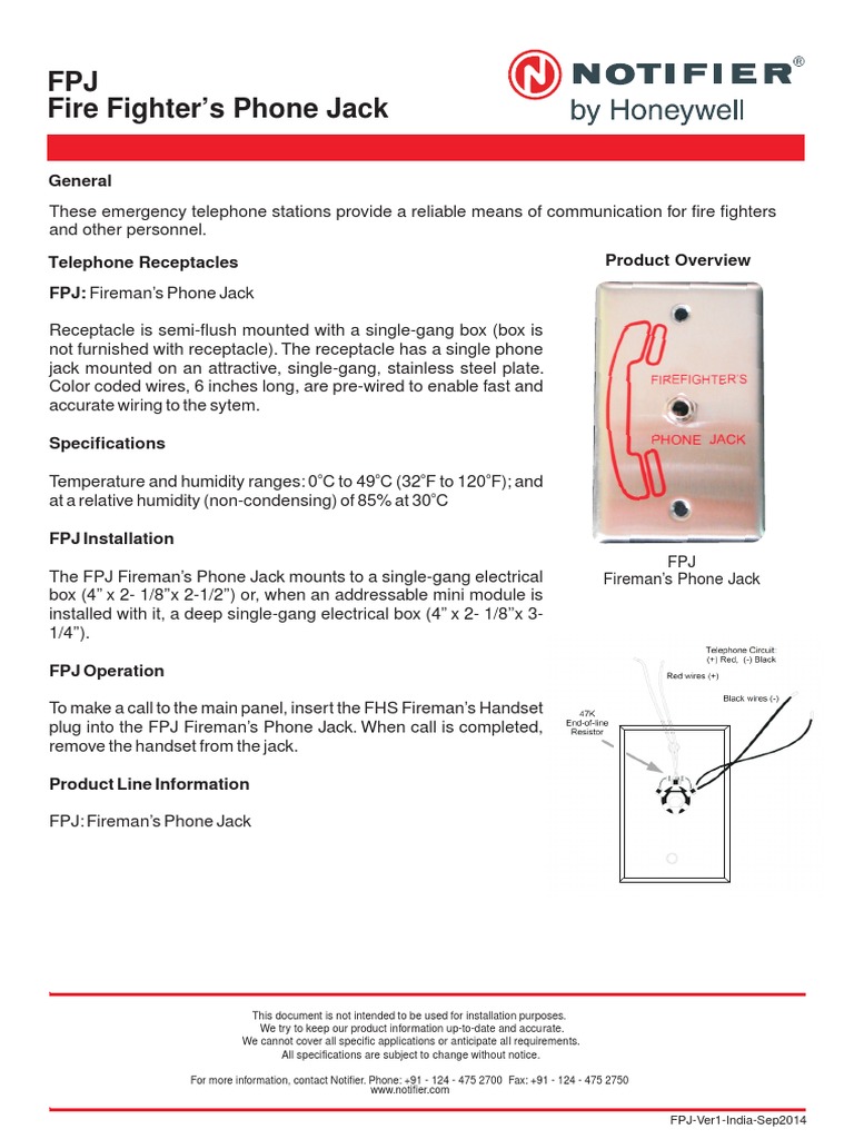 FPJ Fire Fighter's Phone Jack: General | PDF