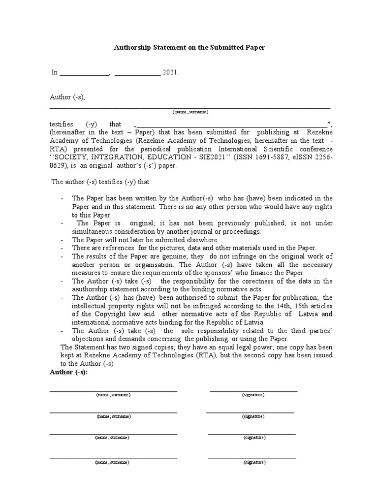 Autorship Statement EN21 | PDF | International Standard Serial Number ...