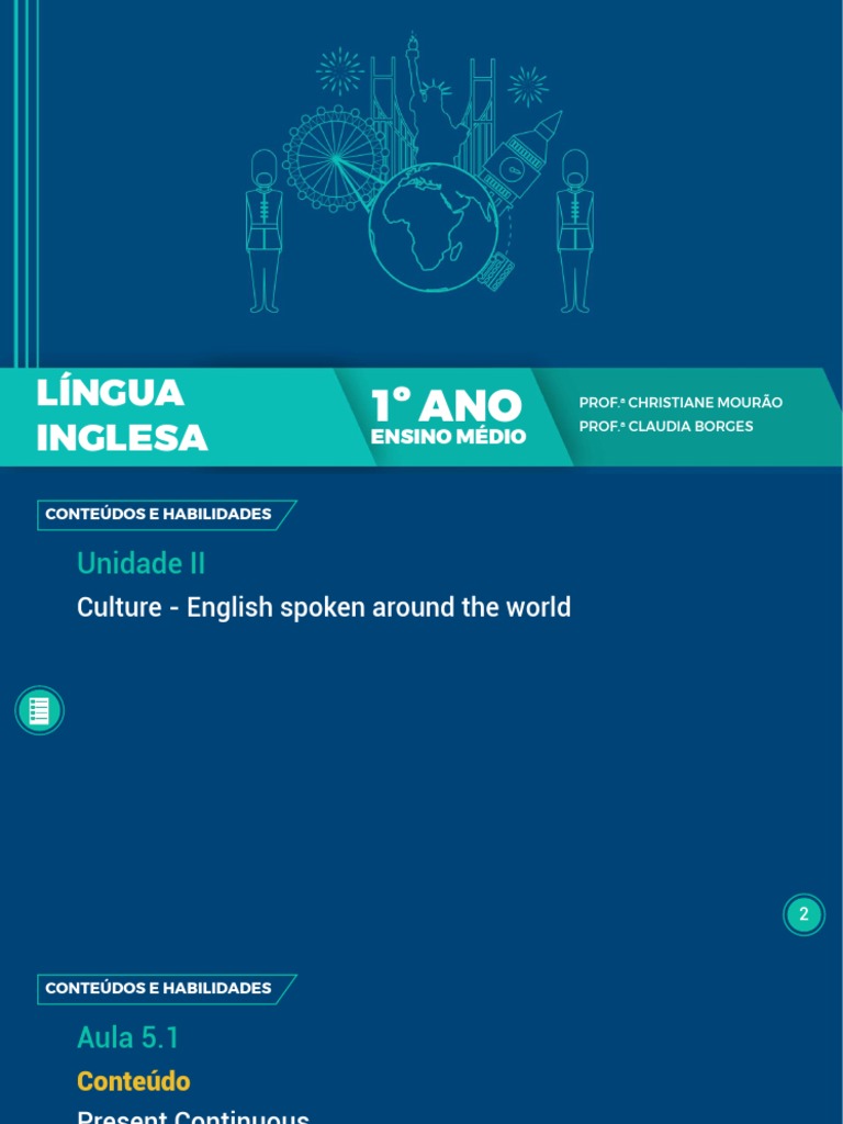 Aula 10 - 1°ano - Present Continuous | PDF | Linguística