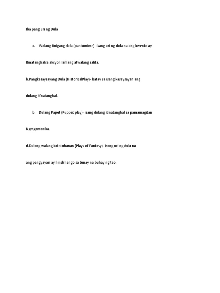 Iba Pang Uri NG Dula | PDF