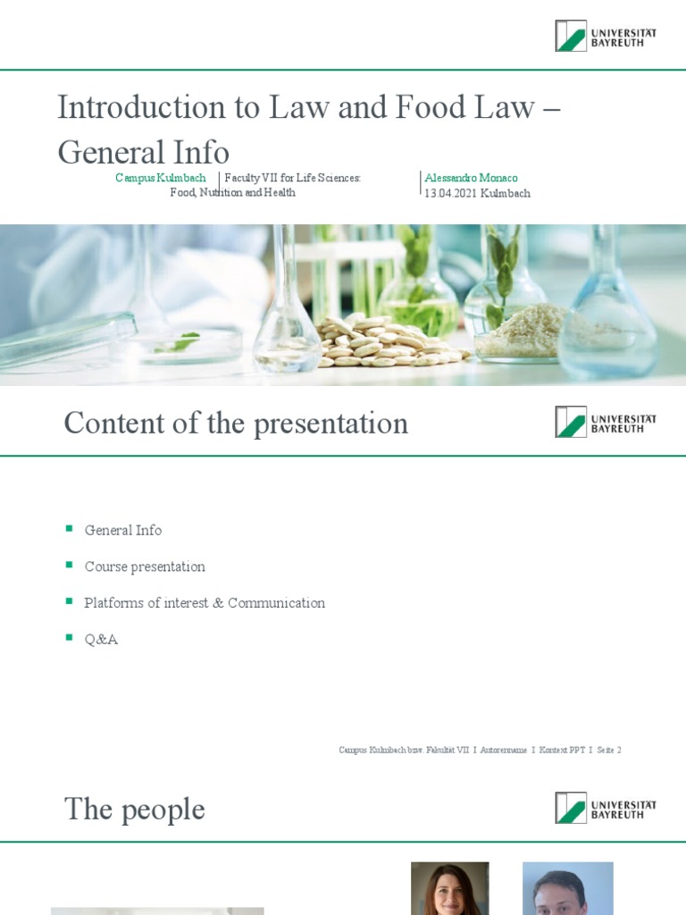 Introduction to Food Law Course Overview | PDF | Finance & Money Management