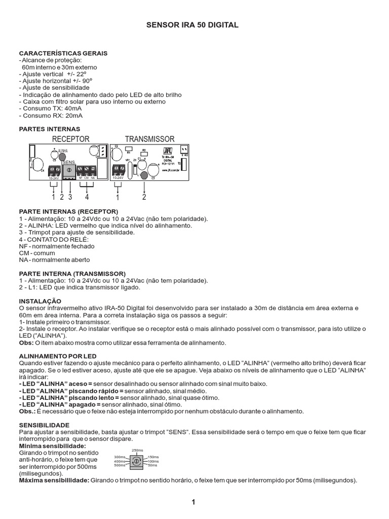 JFL - Sensor Ativo IRA 50 Digital - Manual 2 | PDF