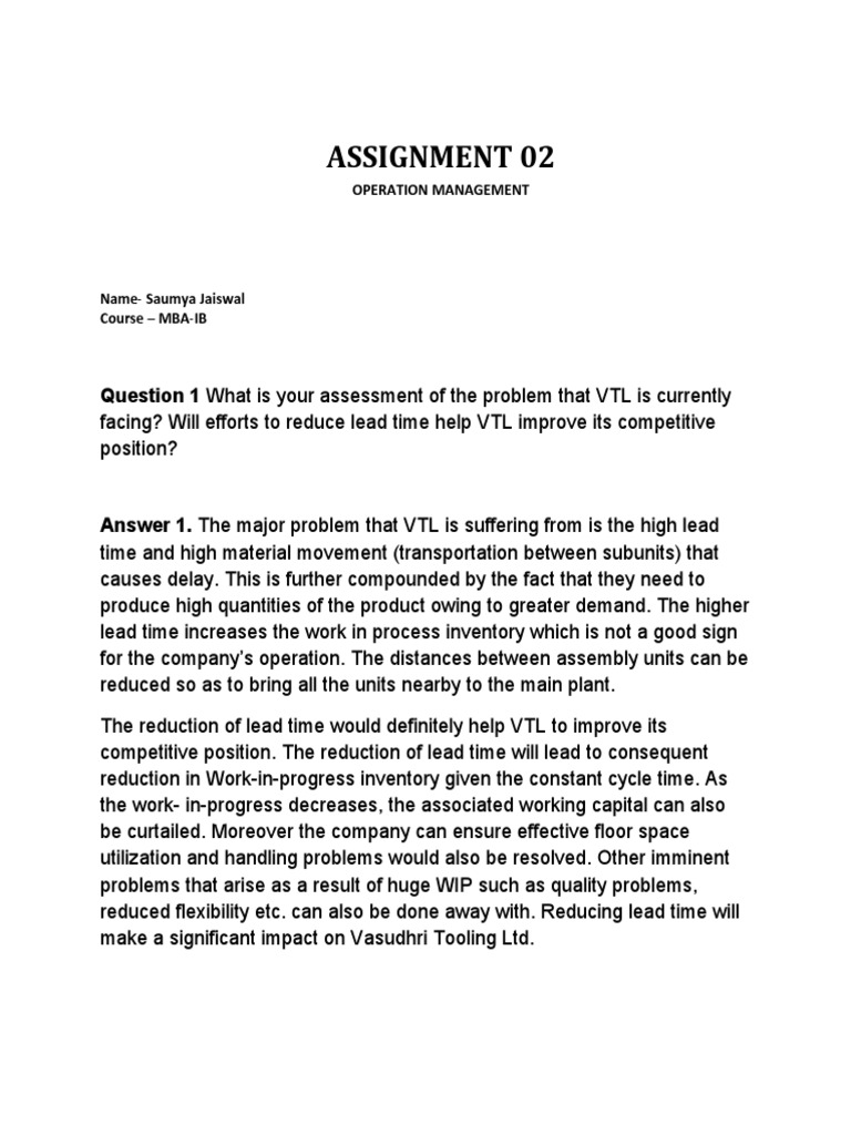 Operation Management ASSIGNMENT 02 | Download Free PDF | Inventory | Printed Circuit Board