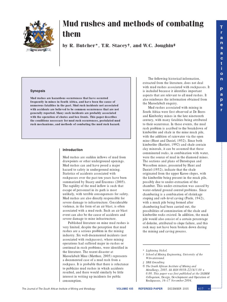 Mud Rushes and Methods of Combating Them | PDF | Mining | Deep Foundation