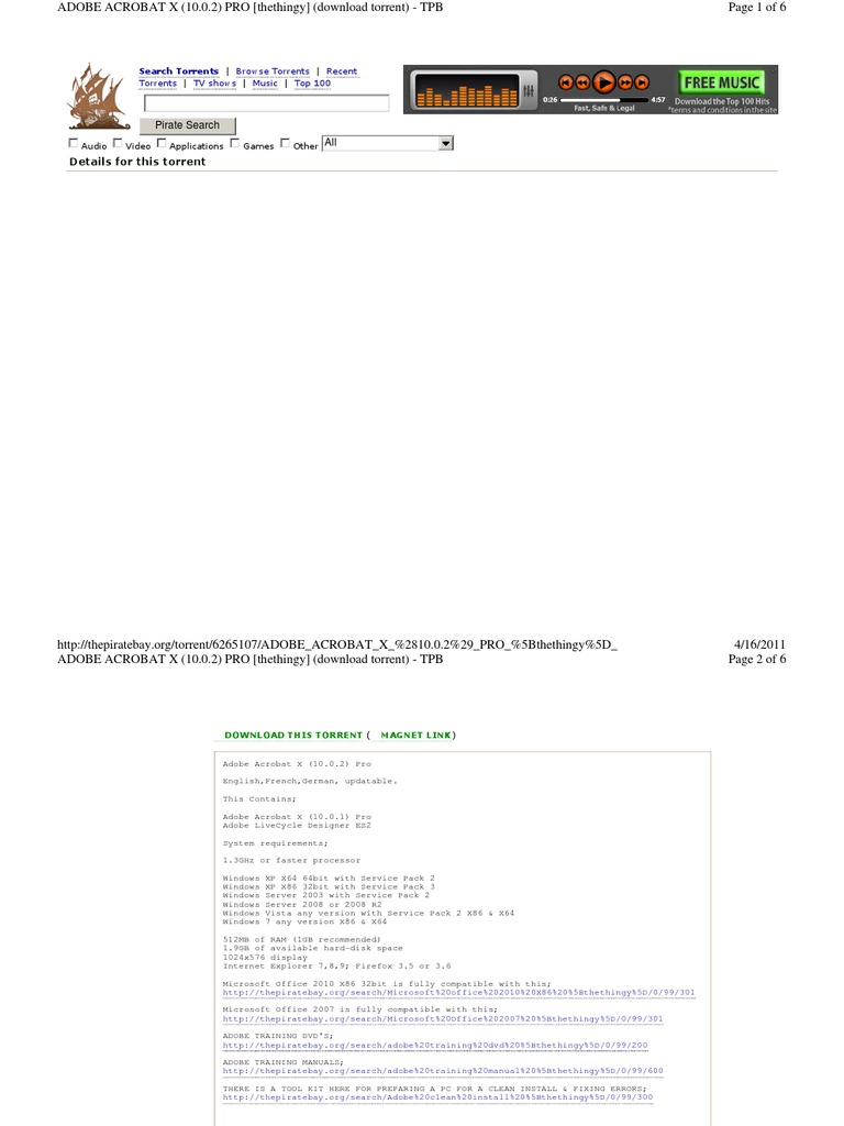 Adobe Acrobat X (10 0 | PDF | Windows Xp | Microsoft Windows