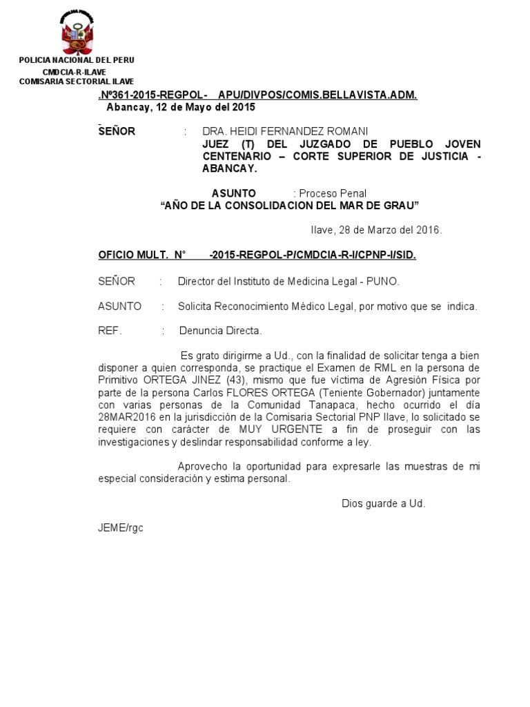 Oficio RML | PDF | Perú | Ciencias de la Salud