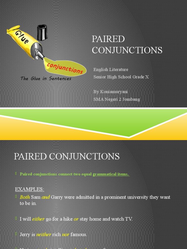 Paired Conjunctions Guide | PDF | Verb | Adjective