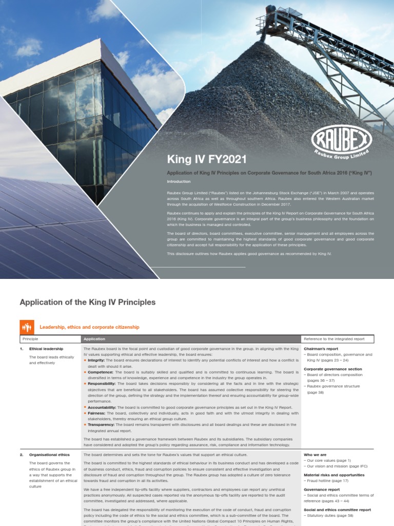 Raubex 2021 King IV | PDF | Audit | Audit Committee