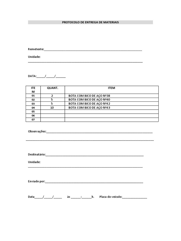 Protocolo de Entrega de Documentos | PDF