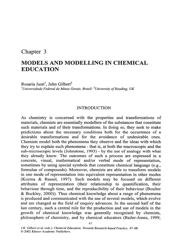 Models and Modelling in Chemical Education | PDF | Teachers | Chemistry