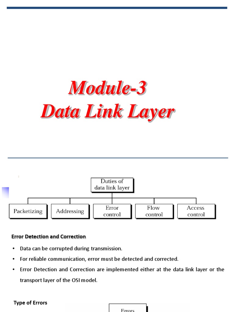 Module 3 1 Error Detection And Correction Pdf Error Detection And