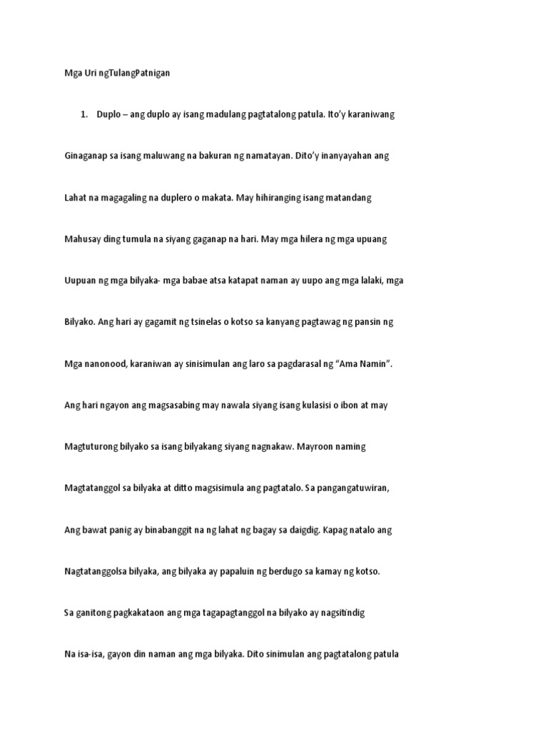 Mga Uring Tulang Patnigan | PDF