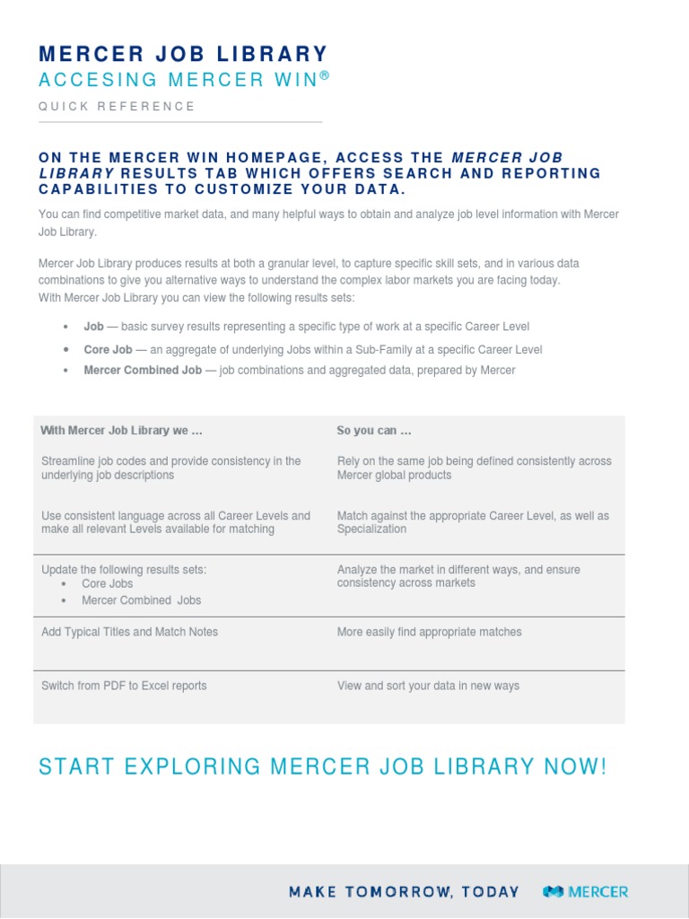Mercer Job Library Start Guide | PDF | Software | Computing