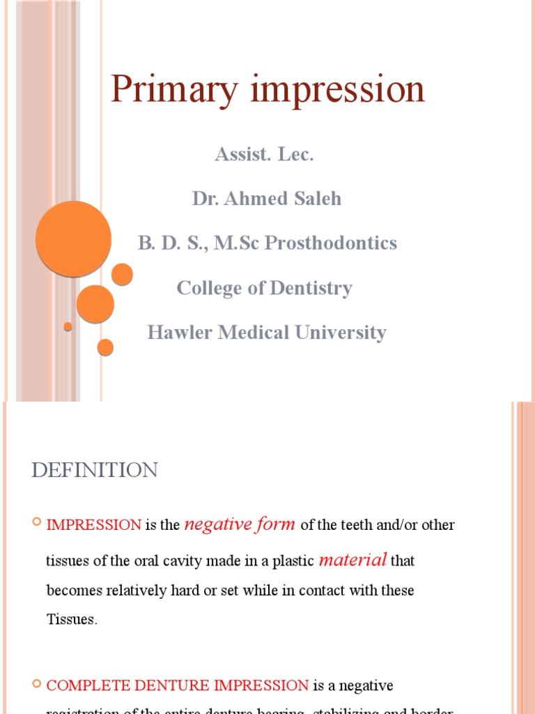 Primary Impression 4th | PDF | Dentures | Dentistry