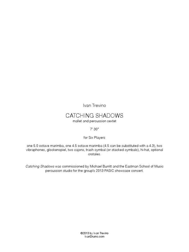 Catching Shadows Program Notes 11:17:13 | PDF | Home & Garden | Art