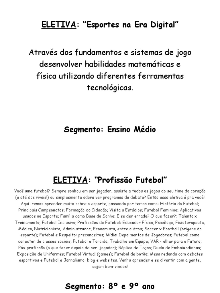 ELETIVA Ementas 2 - 2019 | PDF | Futebol