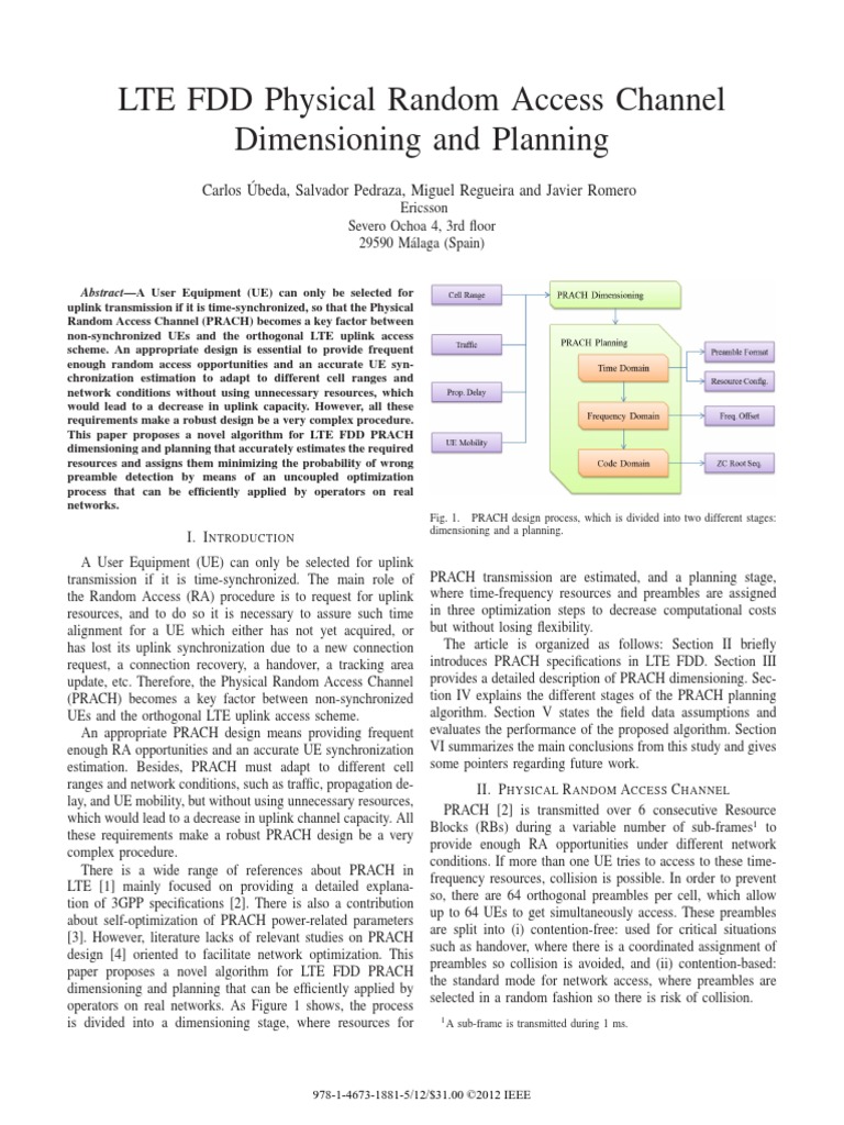 LTE FDD Physical Random Access Channel Dimensioning and Planning | PDF ...