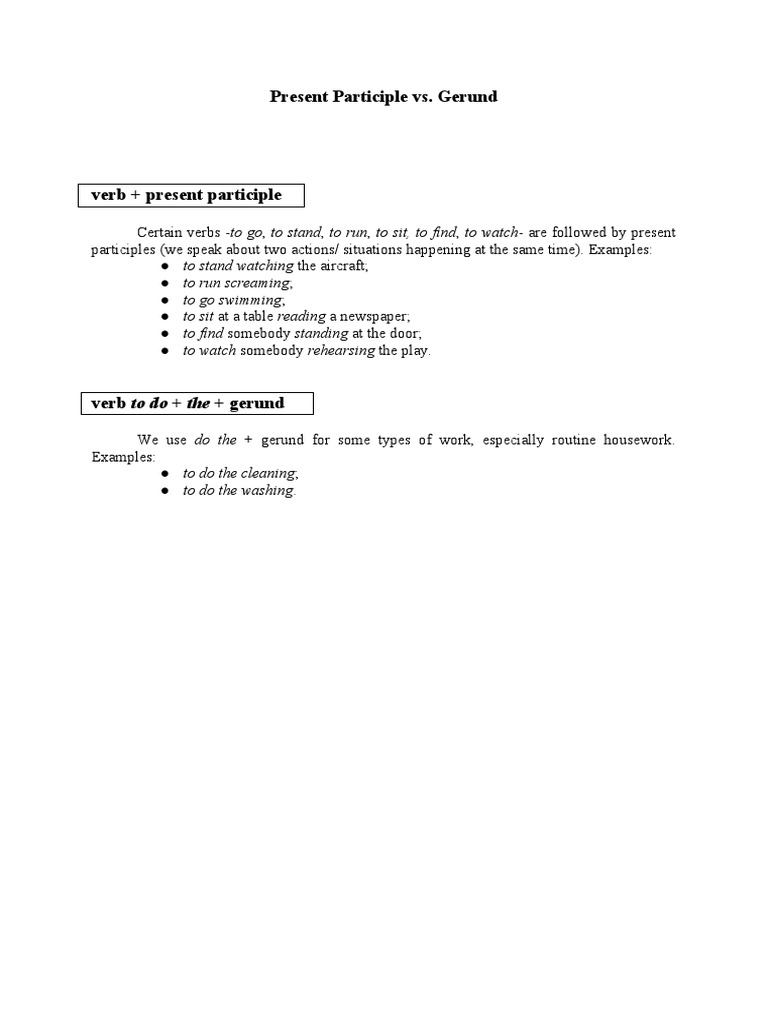 Present - Participle vs. Gerund | PDF | Language Arts & Discipline